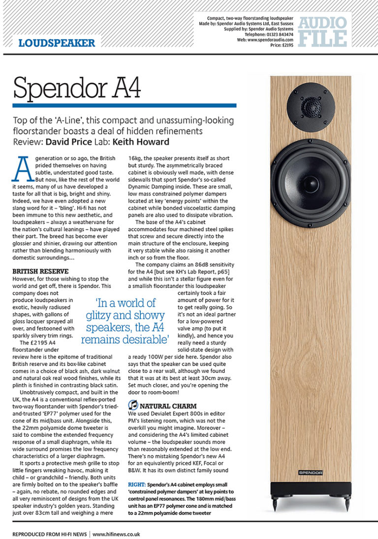 A4 • Hifi News – Spendor